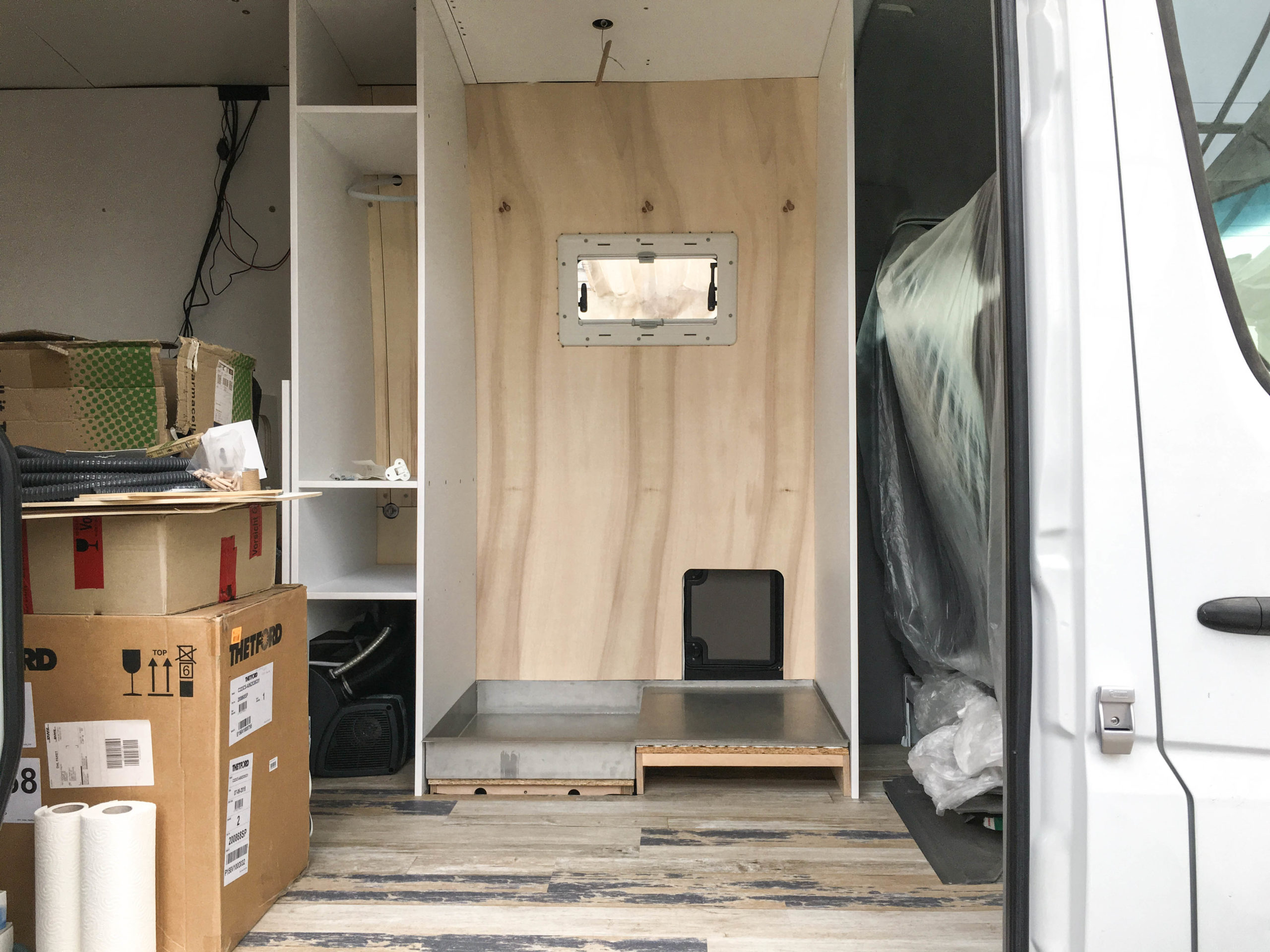 Wetroom with shower and toilet in our Camper Van – Overlandys